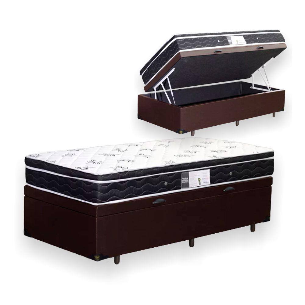 Cama box solteiro preta colchao ortobom physical nanolastic | Casas Bahia