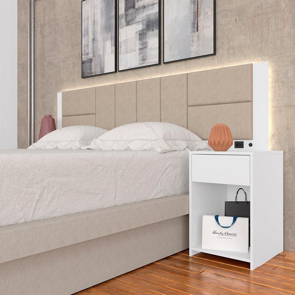Cabeceira estofada cama casal lille com led | Casas Bahia Cabeceira estofada cama casal lille com led | Casas Bahia