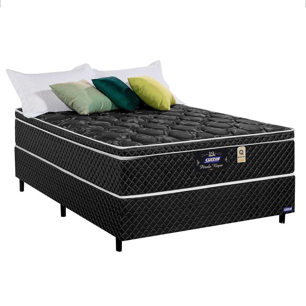 Cama box queen colchao molas ensacadas perola negra gazin 158x198x71cm ...