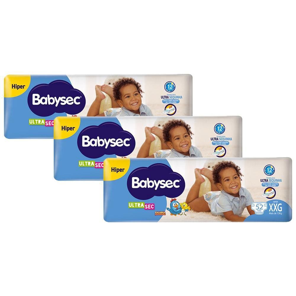 Kit 90 fralda babysec ultrasec xxg 32 babysec pants xg xxg | Casas Bahia