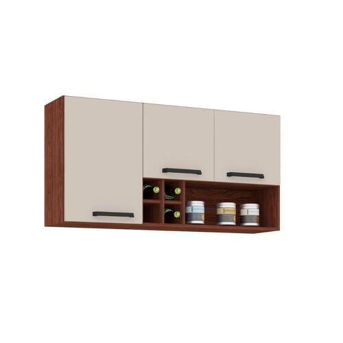 Armário Aéreo Ametista 3 Portas Kitsná Nogueira/off | Casas Bahia