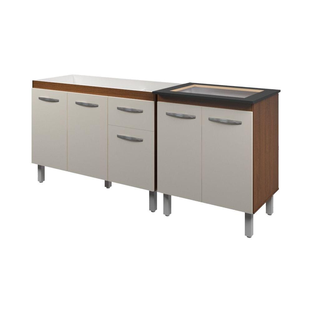 Balcao cozinha pia com cooktop 5 boca bege | Casas Bahia