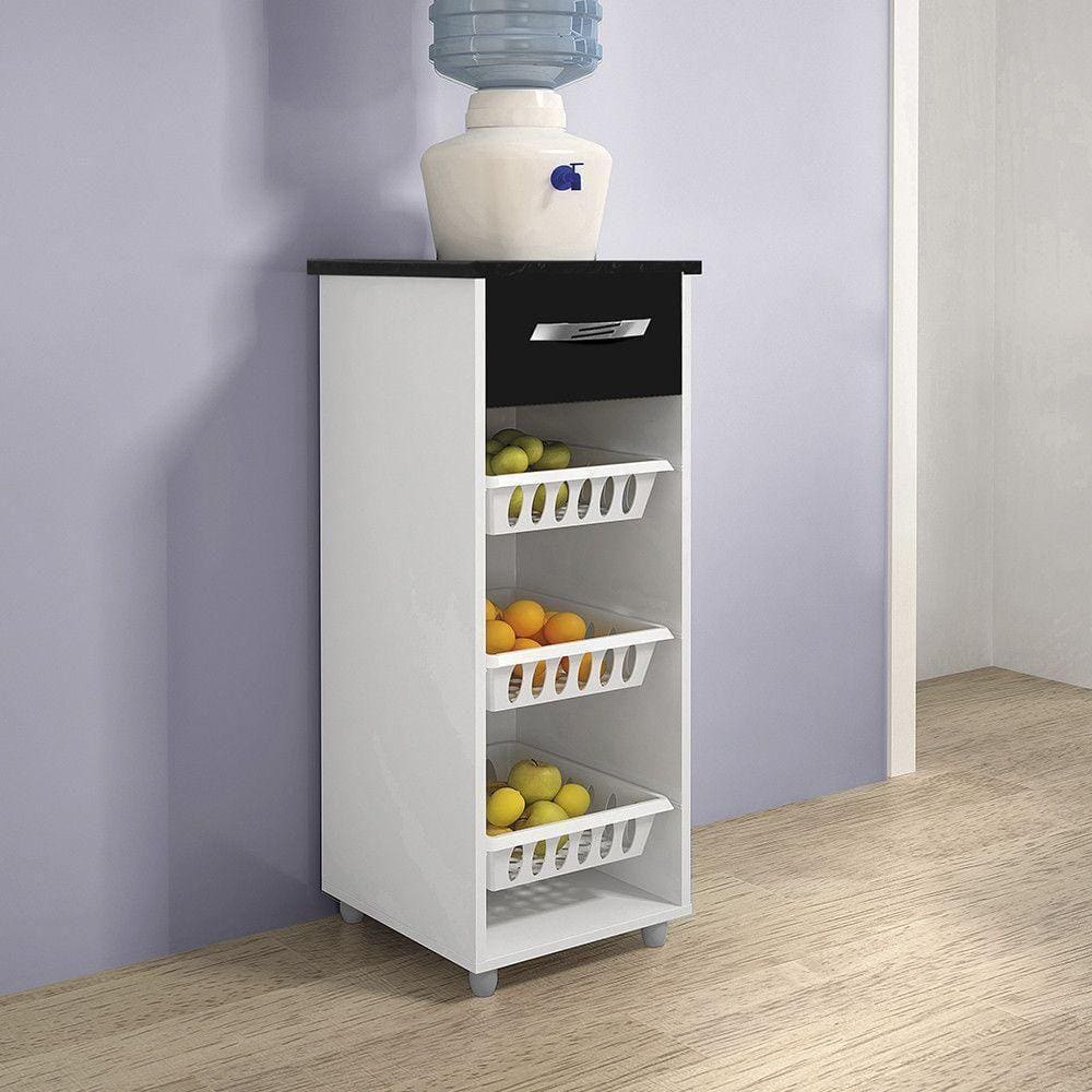 Fruteira multiuso 1 gaveta mini flex color branco com preto | Casas Bahia