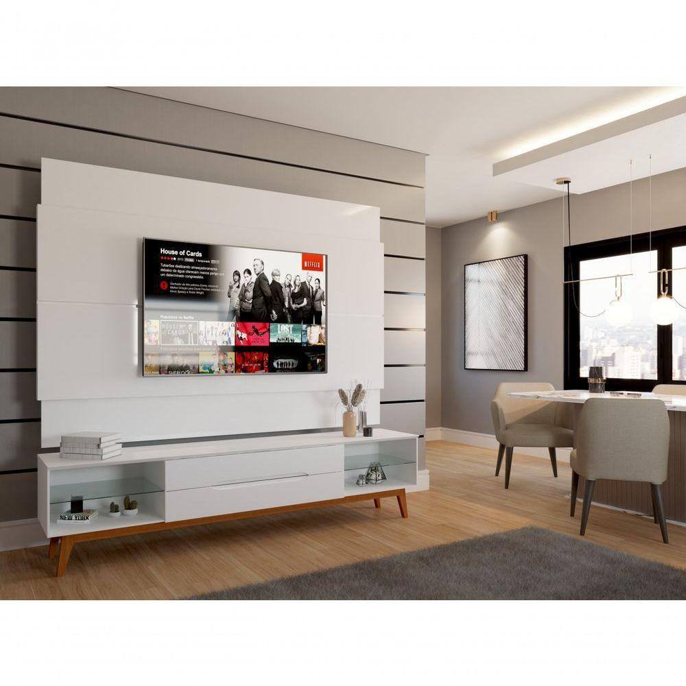 Rack com painel branco e prdto | Casas Bahia