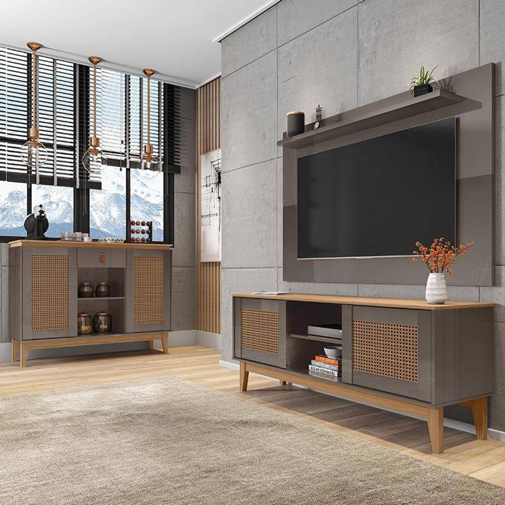 Kit rack e painel off whiter e feijao com aparador | Casas Bahia