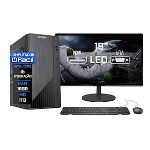 Computador completo intel core i5 16gb hd 1tb monitor led 19 5 Black ...