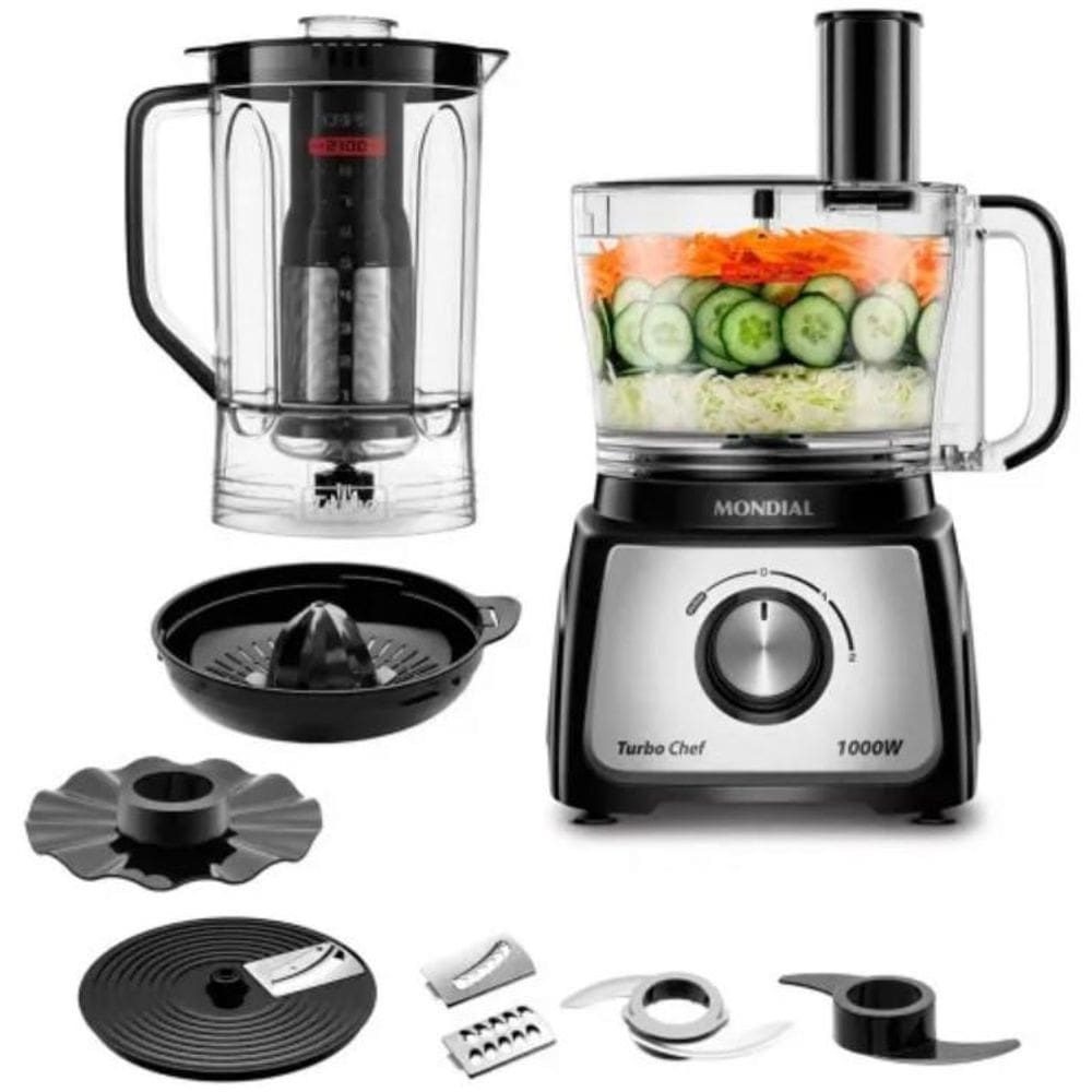 Multiprocessador de Alimentos Mondial Preto Turbo Chef MPN 01 BF 9 ...