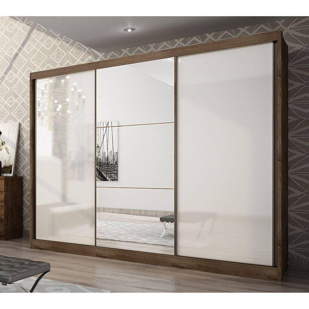 Guarda roupa casal com espelho 8 gaveta spazzio espresso moveis branco ...