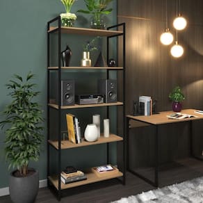 Estante estilo industrial metalon e madeira | Casas Bahia