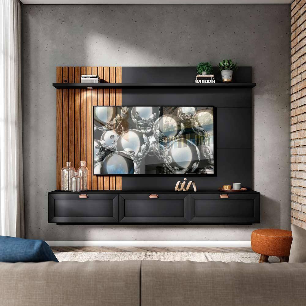 Painel ripado suspenso 43 polegadas pitanga freijo | Casas Bahia