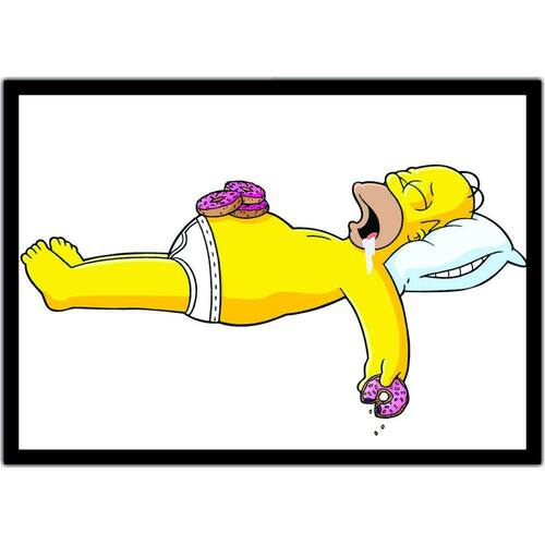Quadro Desenho Simpsons Homer Dormindo Com Moldura | Casas Bahia