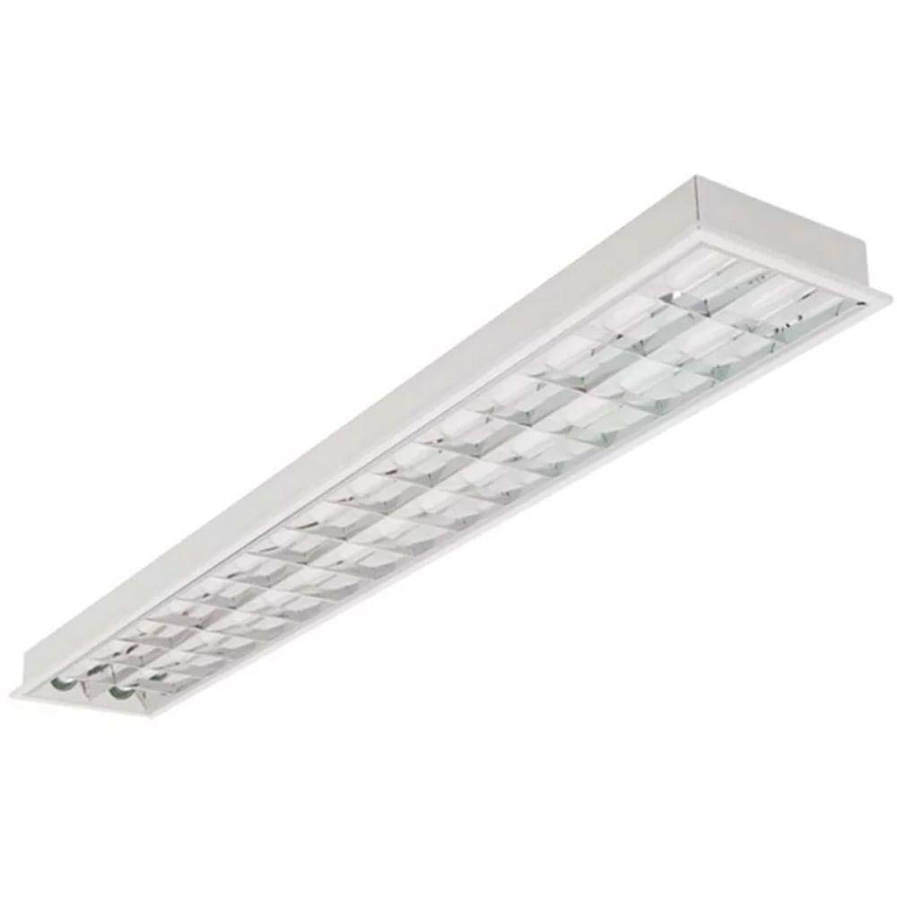 Luminaria sobrepor ou embutir tubular 2 lampada retangular 120cm ...