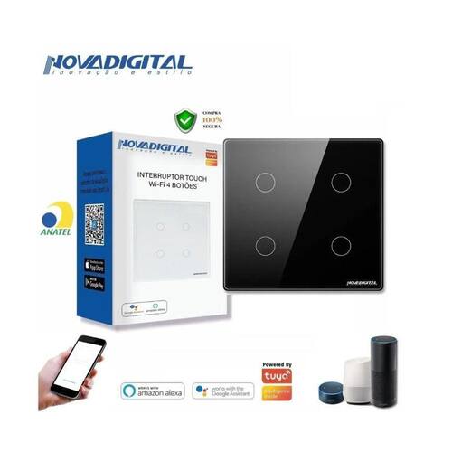 Interruptor Nova Digital Preto 4 Teclas Wifi | Casas Bahia