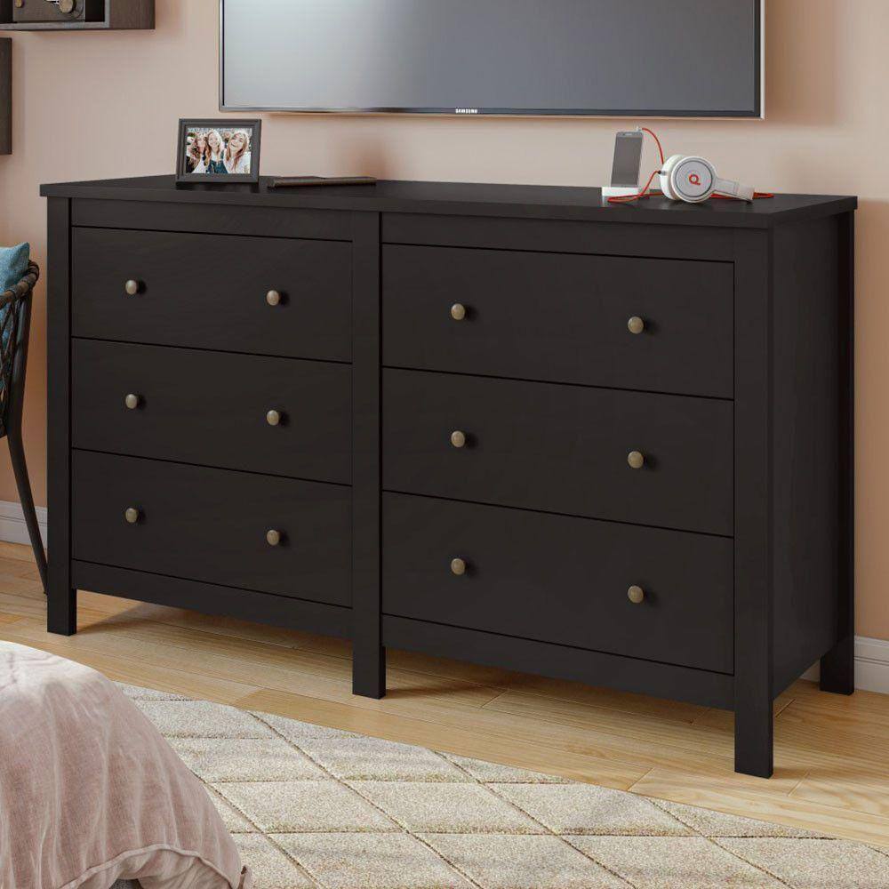 Comoda 6 gaveta preta | Casas Bahia