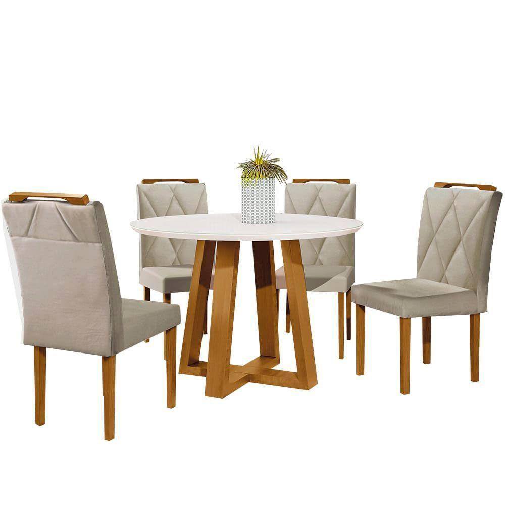 Conjunto Sala De Jantar 4 Lugares Mesa Redonda e 4 Cadeiras | Casas Bahia