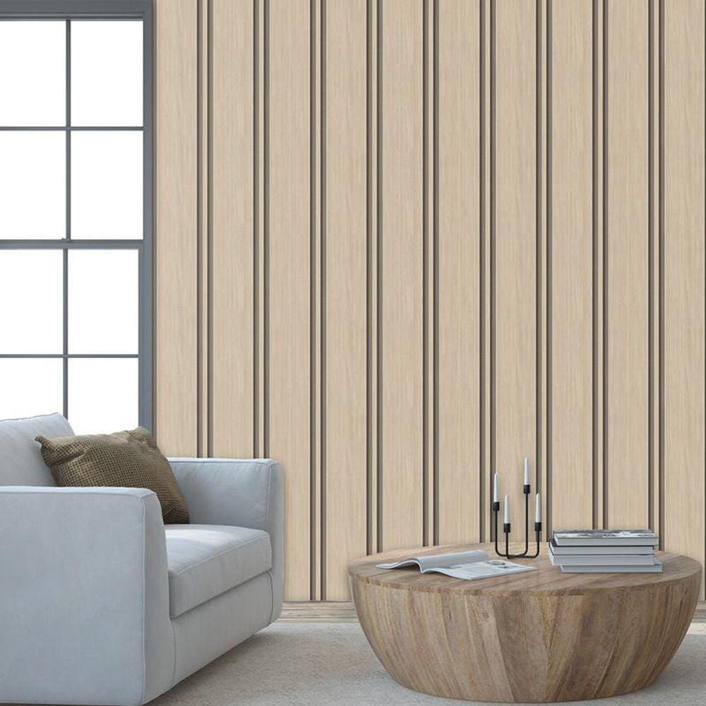 Papel parede ripado bege | Casas Bahia