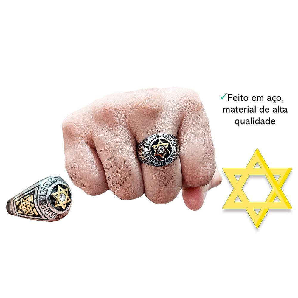 Anel em Aço Cirúrgico com Estrela de Davi | Casas Bahia