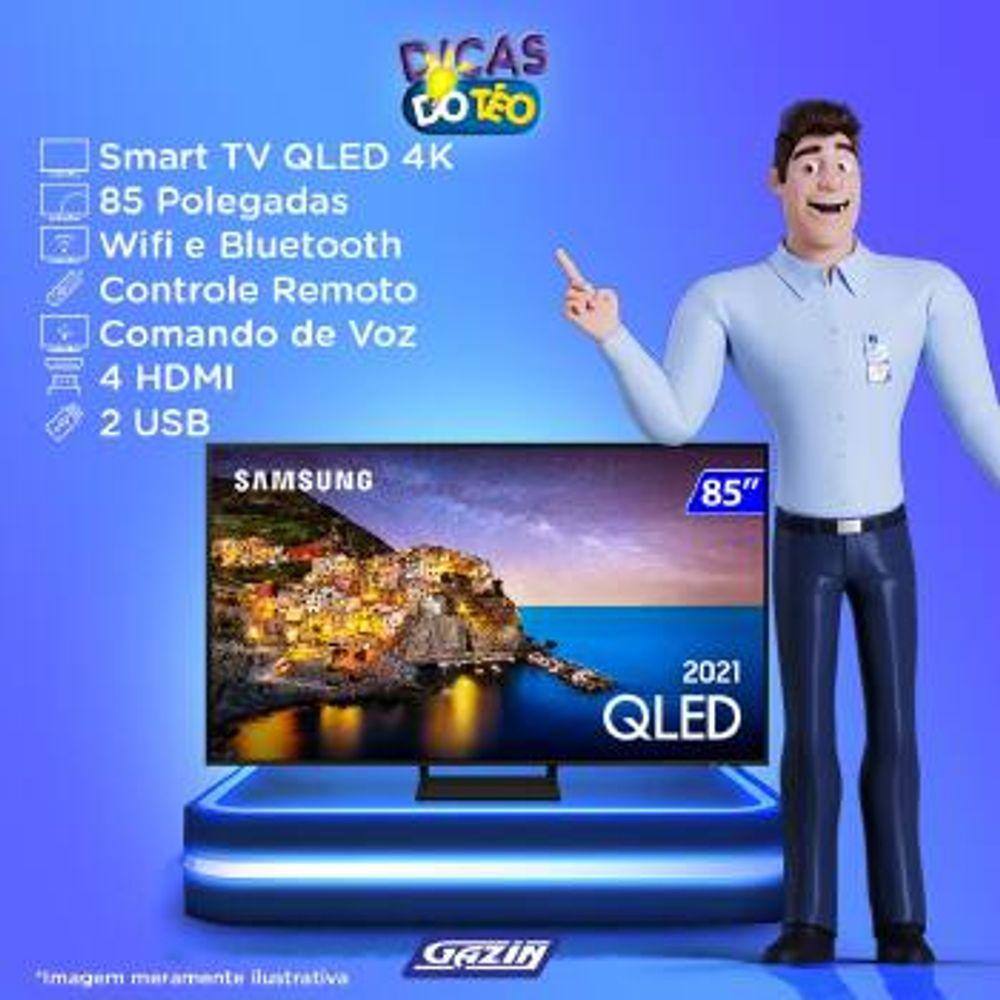 Smart tv samsung qn55q60aagxzd qled 4k55 100v 240v | Casas Bahia