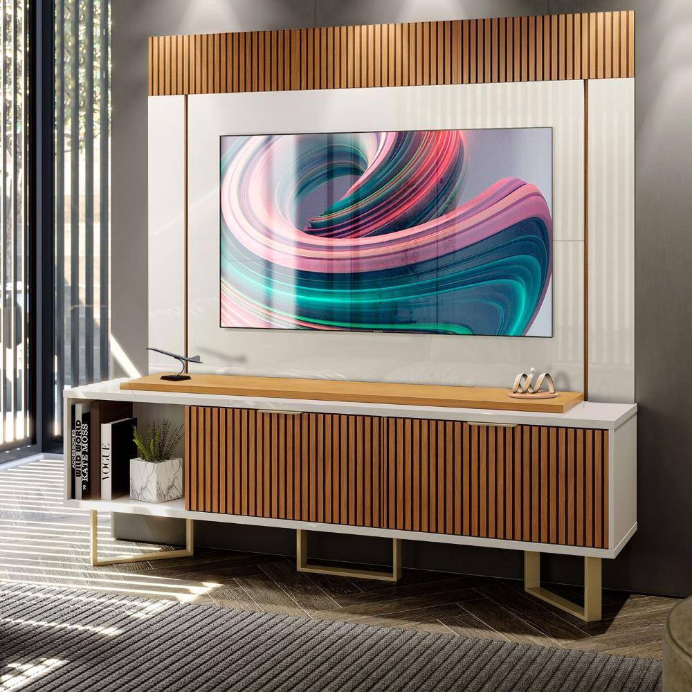 Painel rack tv 70 polegadas ripado | Casas Bahia