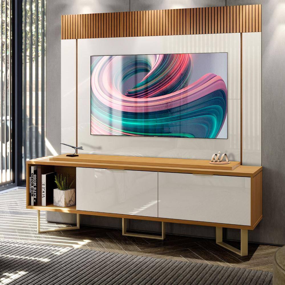 Painel rack tv 70 polegadas ripado | Casas Bahia