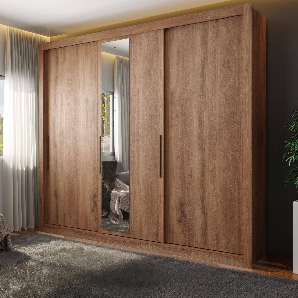 Guarda Roupa Casal 6 Portas 4 Gavetas Espelho Freijó Carraro | Casas Bahia