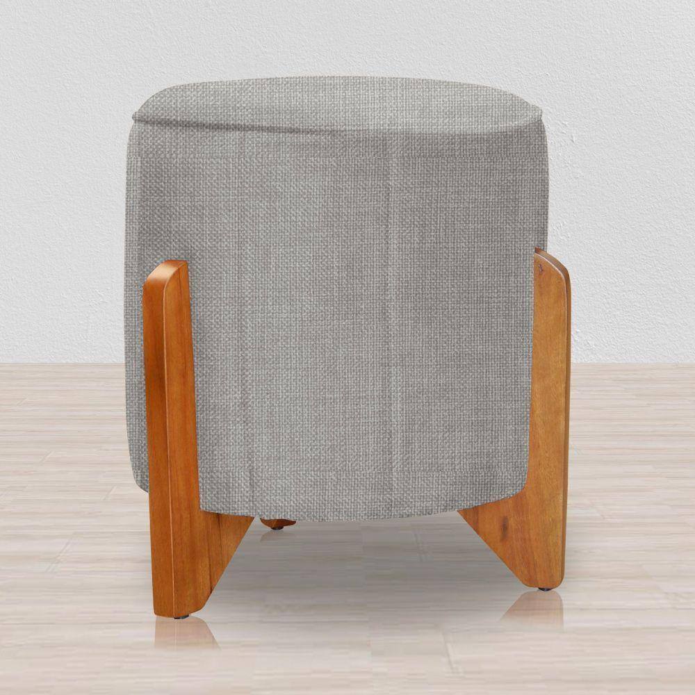 Puff madeira linho couro | Casas Bahia