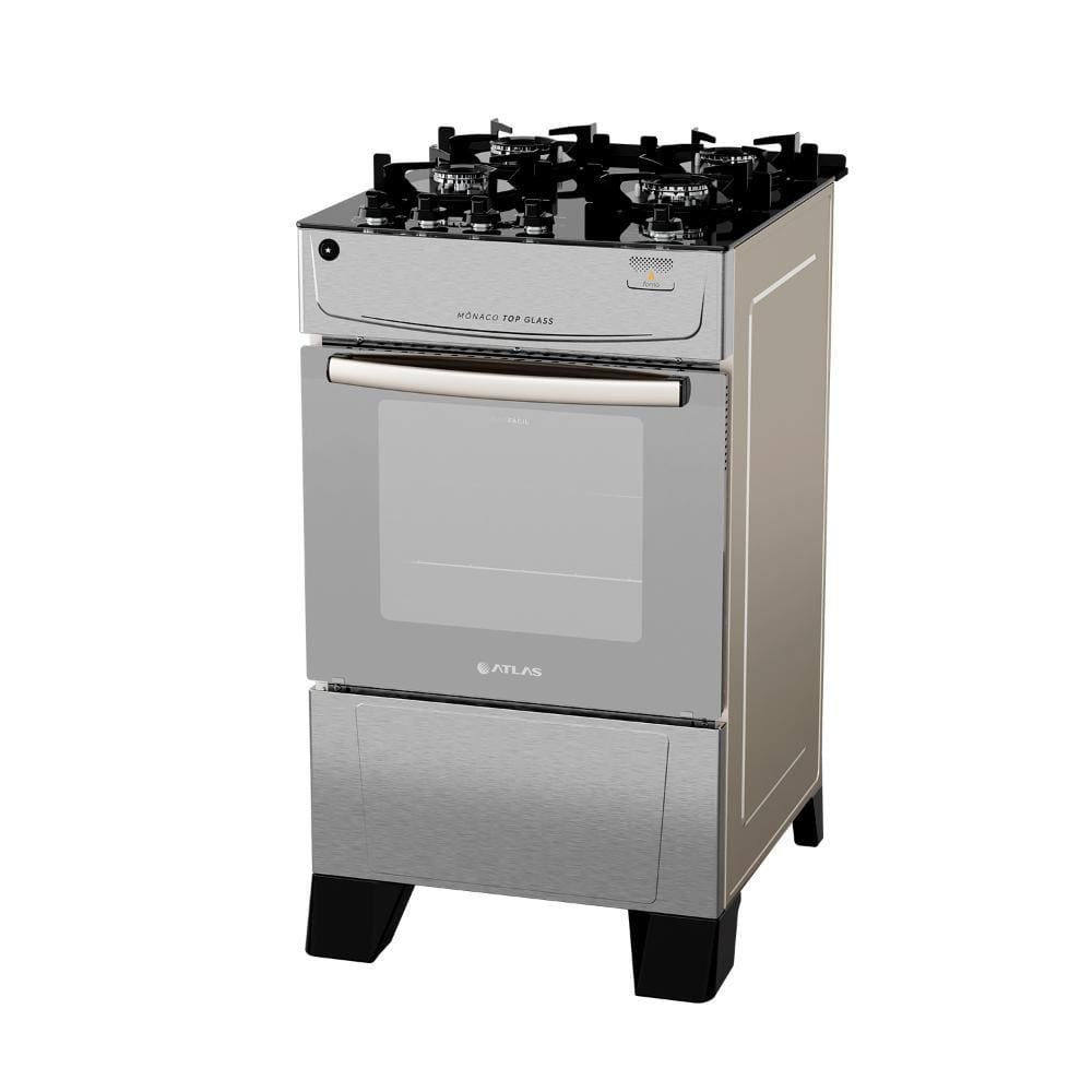 Fogao inox 4 bocas top glass | Casas Bahia