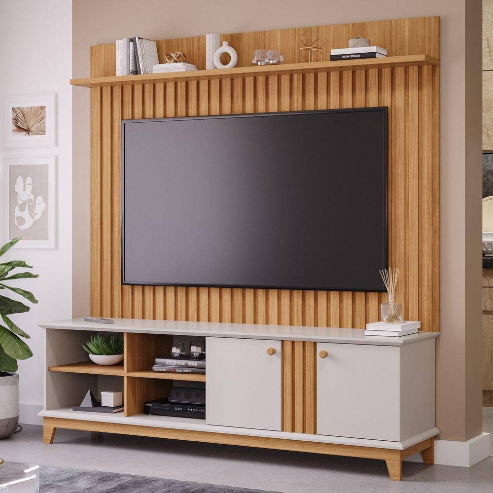Painel rack tv 70 polegadas ripado | Casas Bahia