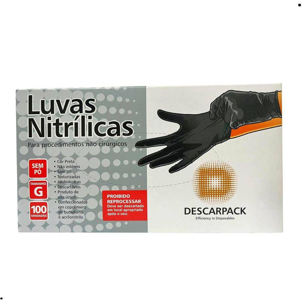Luva nitrilica sem po preta | Casas Bahia