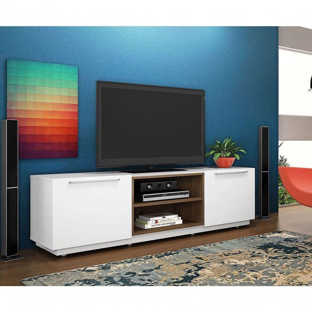 Rack painel home de tv 50 pol com rodas cor rustico 180 cm bechara | Casas Bahia