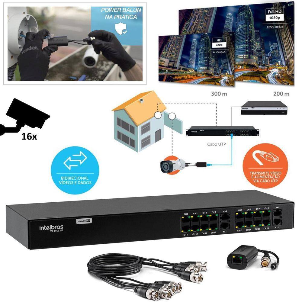 Power balun 16 canais fullhd 1016 wp intelbras | Casas Bahia