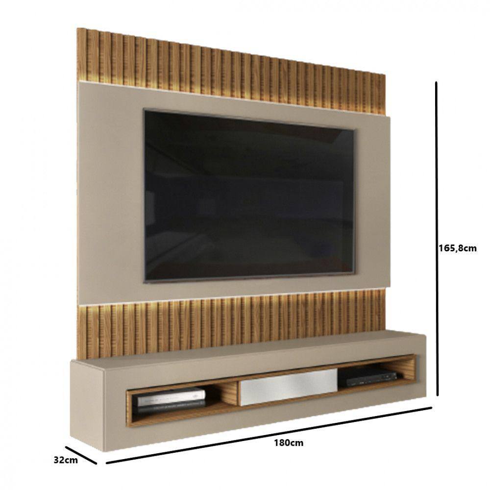 Painel suspenso com led e prateleira vodro tv 65 polegadas | Casas Bahia
