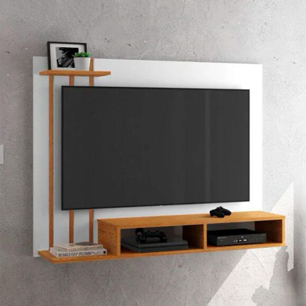 Painel tv dubai branco com nature | Casas Bahia