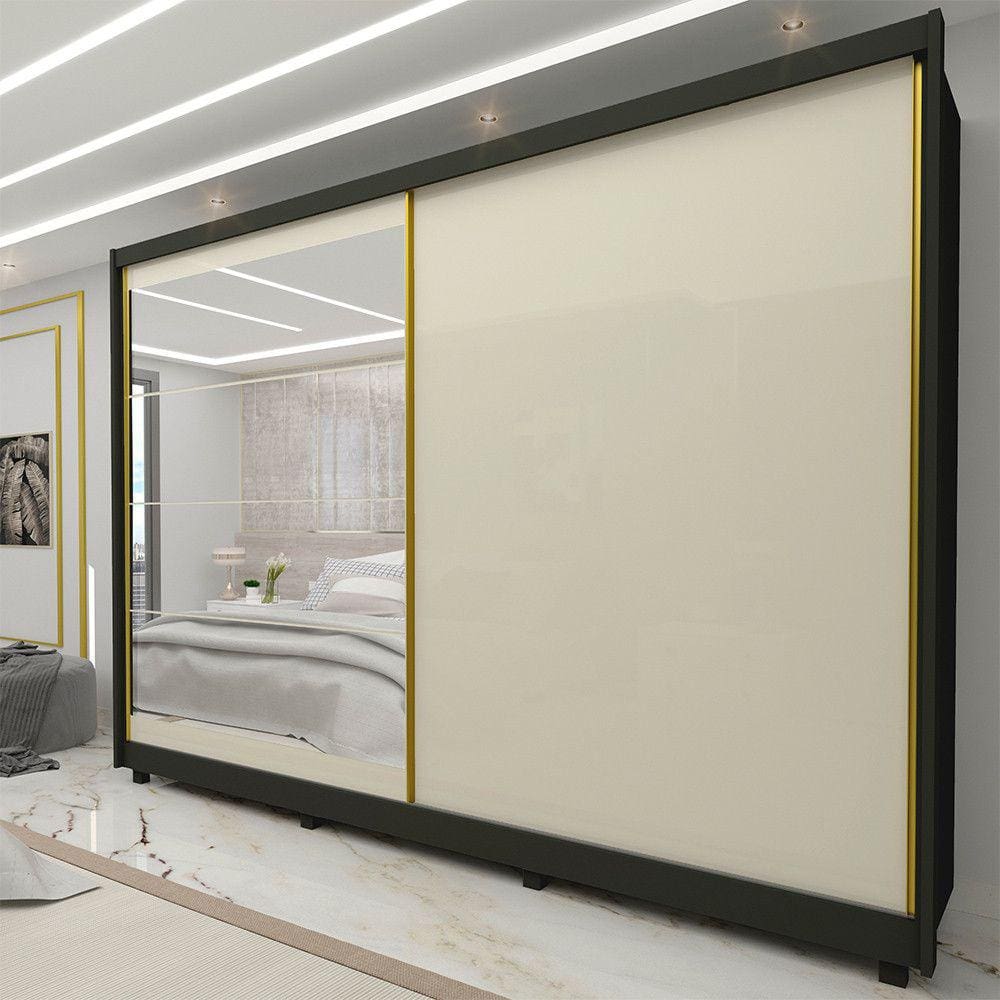 Guarda roupa duas portas de correr 7 gaveta gelius | Casas Bahia