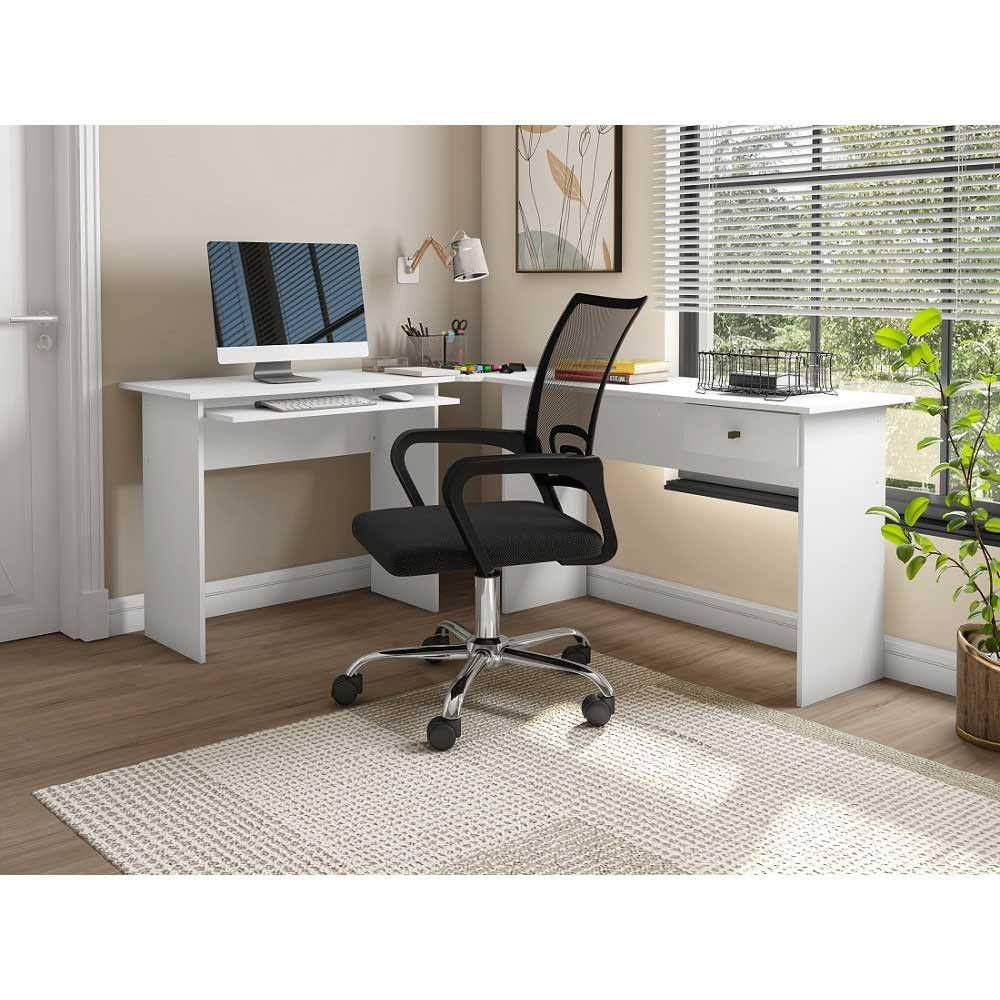 Mesa escritorio em l 1 gaveta max zanz | Casas Bahia