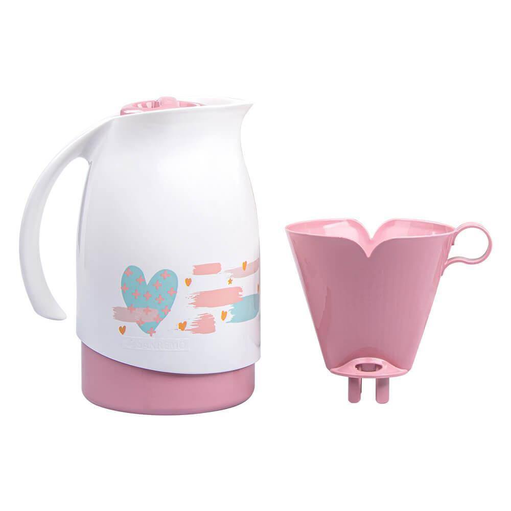 Kit com 1 bule termico 700 ml e 1 suporte filtro 102 sanremo rosa ...