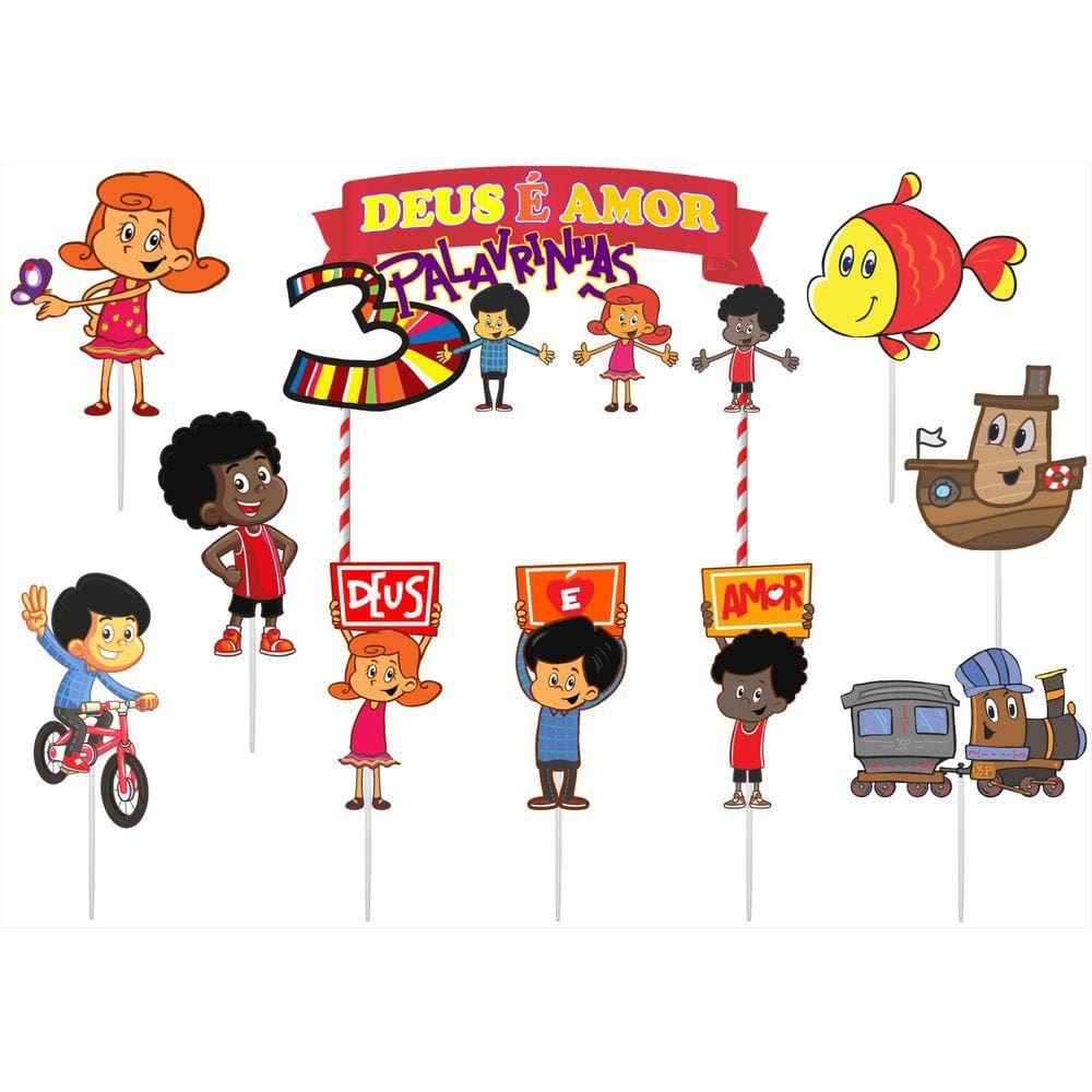 Topo bolo 3 palavrinhas imprimir png | Casas Bahia