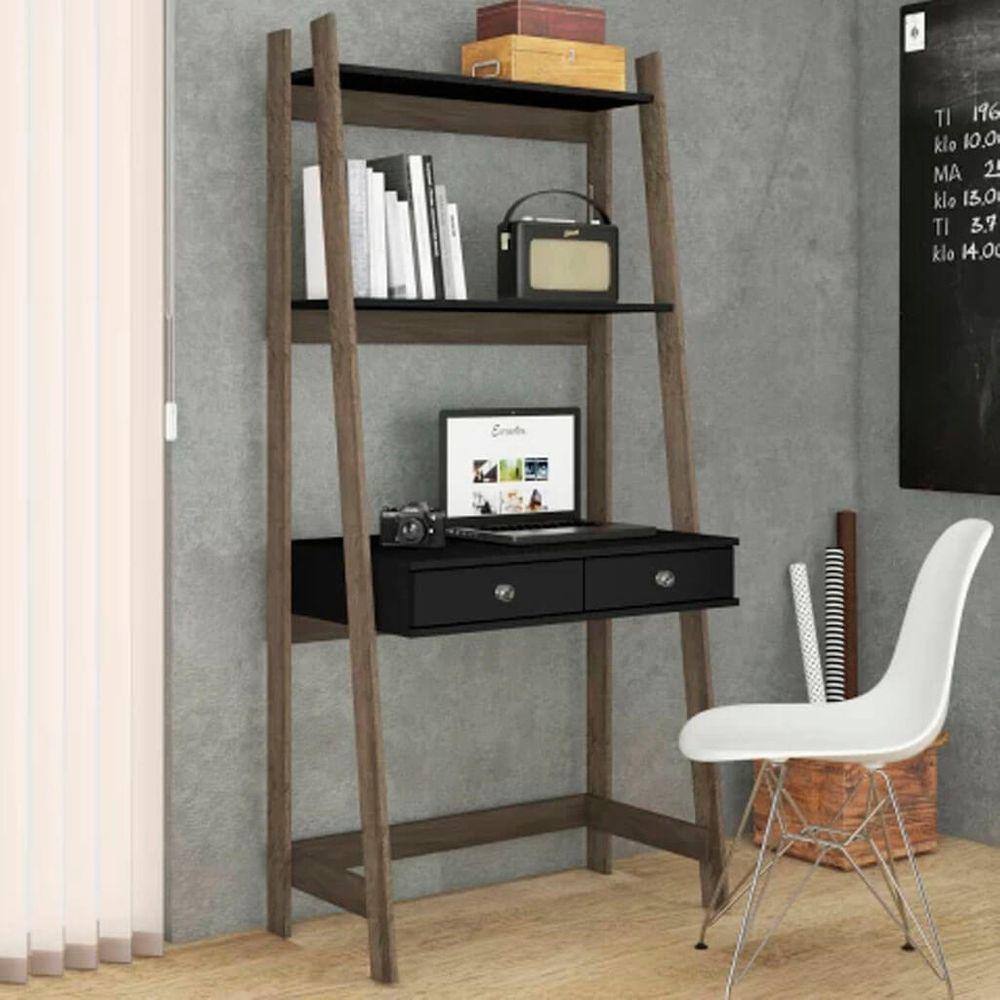 Escrivaninha com estante 4 prateleira innovare espresso moveis preto ...