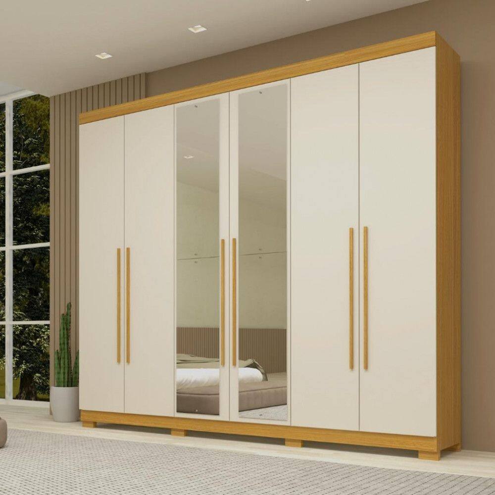 Guarda Roupas Casal 6 Portas 4 Gavetas Com Espelho | Casas Bahia