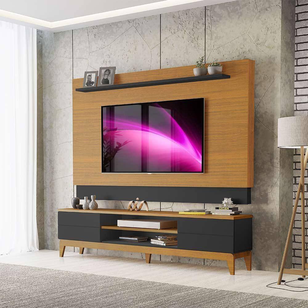 Rack painel tv 75 polegadas em preto | Casas Bahia