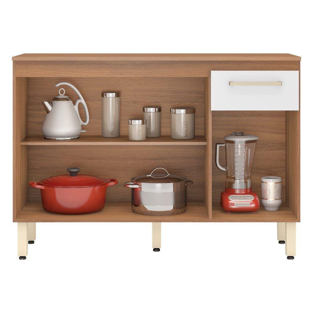BALCÃO COZINHA DAMA 3 PORTAS E 1 GAVETA AMENDOLA/BRANCO🤚 Descubra o sabor exótico com bingoem casa