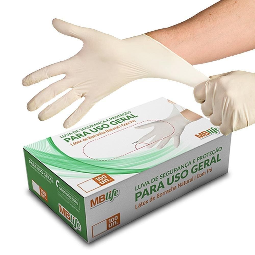 Luva latex descartavel com po procedimento estetico caixa com 100 ...