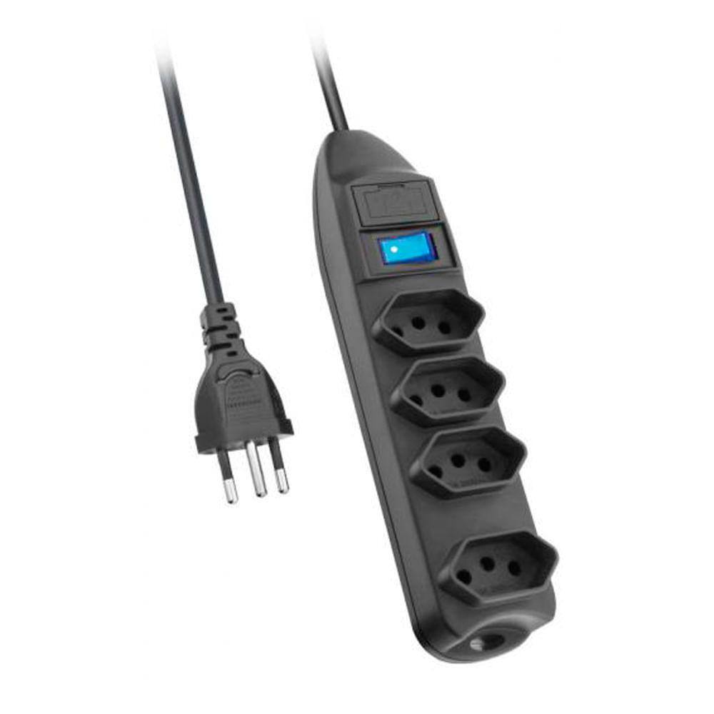 Filtro de linha 4 tomadas Bivolt 1 metro Preto 61 Megatron PT 1 UN | Casas Bahia