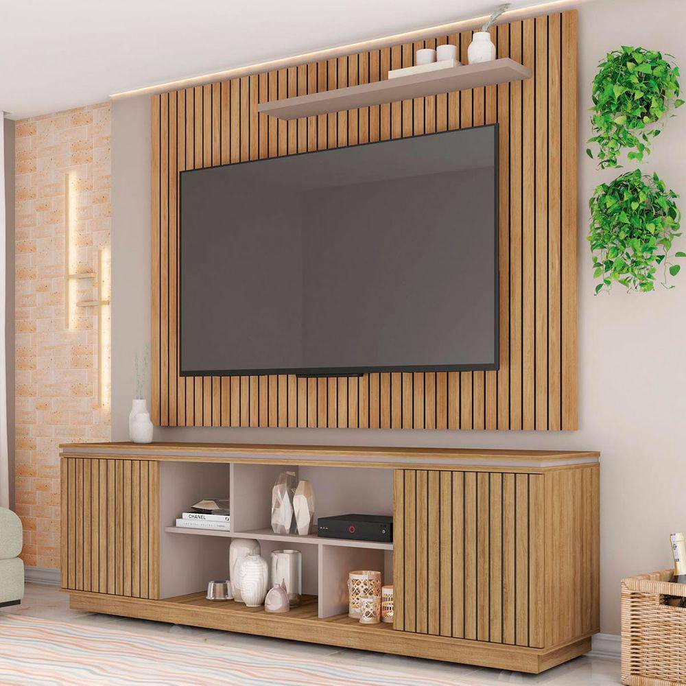 Rack com painel para tv ate 65 polegadas e 2 portas toronto multimoveis duna marrom | Casas Bahia