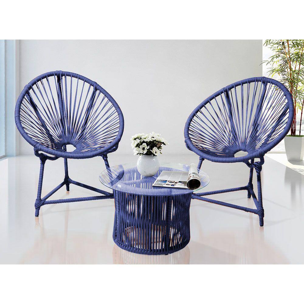 Conjunto mesa centro azul | Casas Bahia