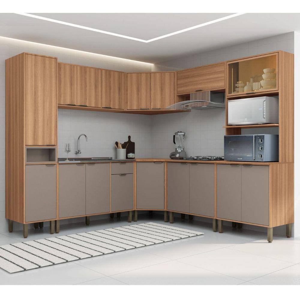 Cozinha modulada canto nogal | Casas Bahia