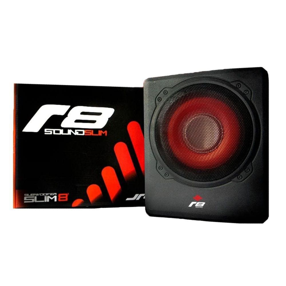 Caixa ativa som amplificada automotiva slim subwoofer 8 polegadas graves e subgraves | Casas Bahia