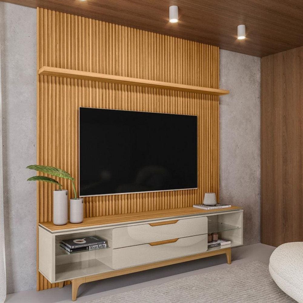 Rack com Painel para TV de ate 75 Polegadas 2 Gavetas ripado mod 22 los angeles linea brasil ...