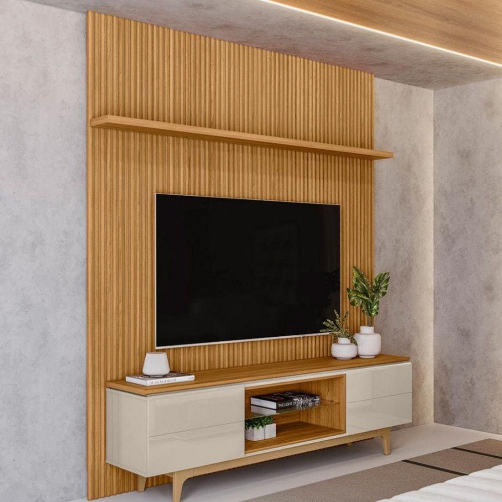 Rack com Painel para TV de ate 75 Polegadas 2 Gavetas ripado mod 22 los angeles linea brasil ...