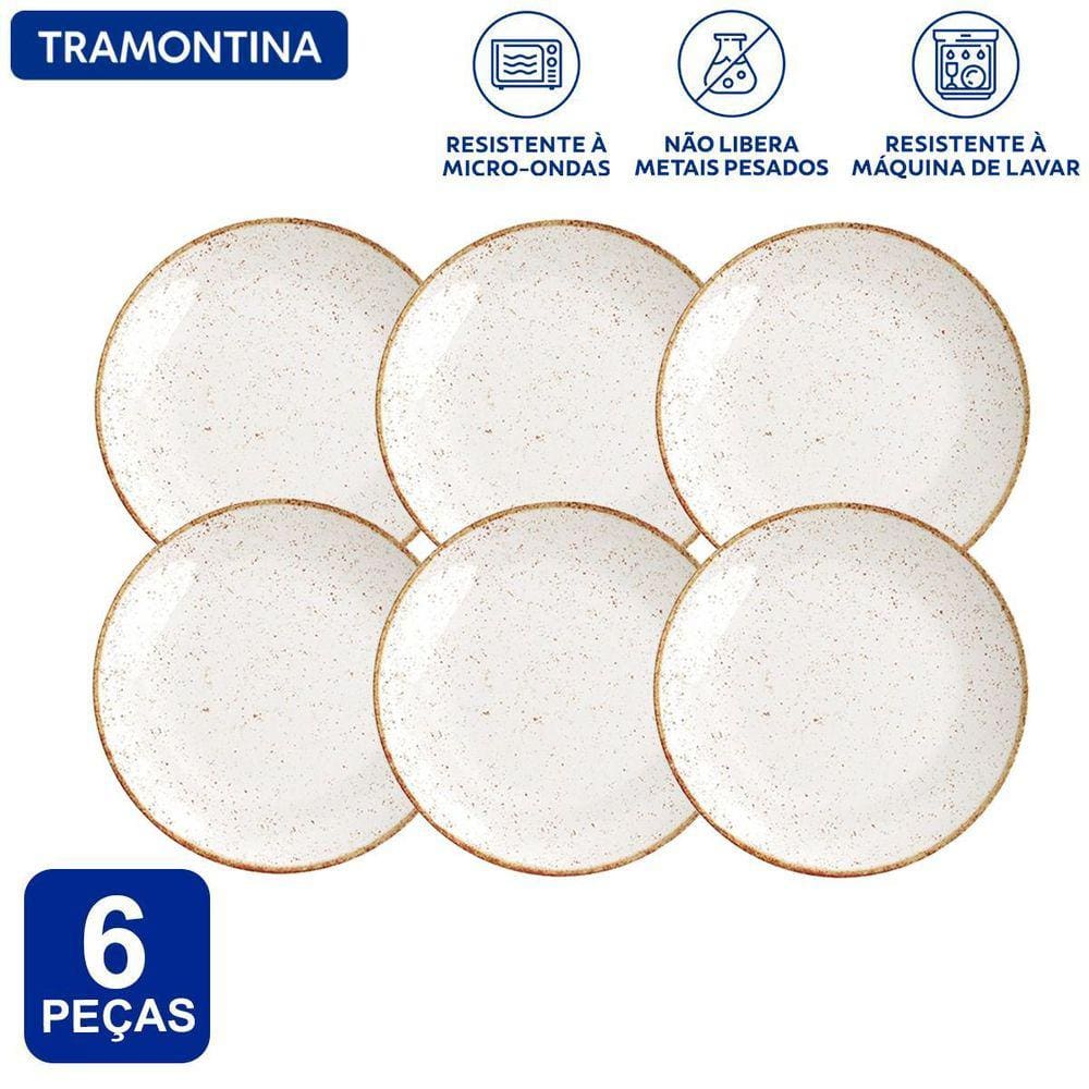 Kit 6 Pratos de Porcelana Raso Tramontina Rustico Decorado 25cm | Casas ...